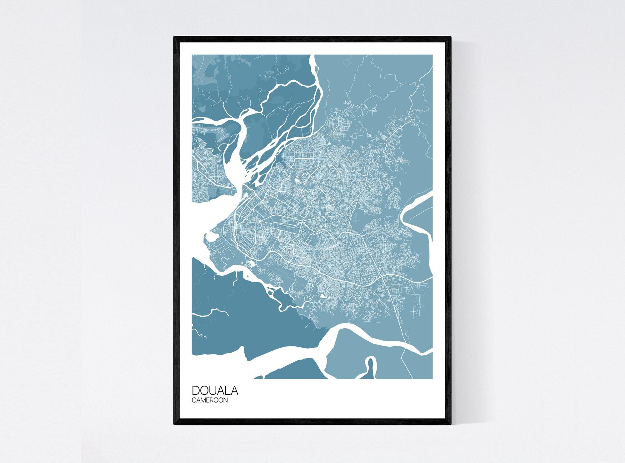 Douala Cameroon Map Art Print Many Styles Art Quality | Etsy