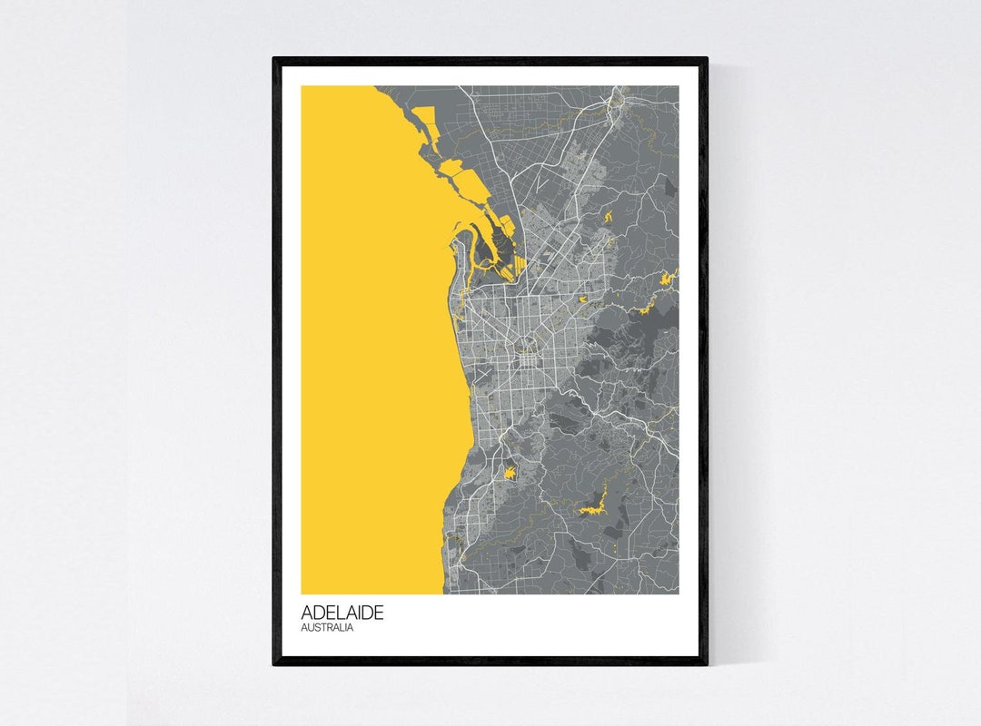 Adelaide Map Print - Many Colours - Fast Delivery - Scandi // Vintage ...