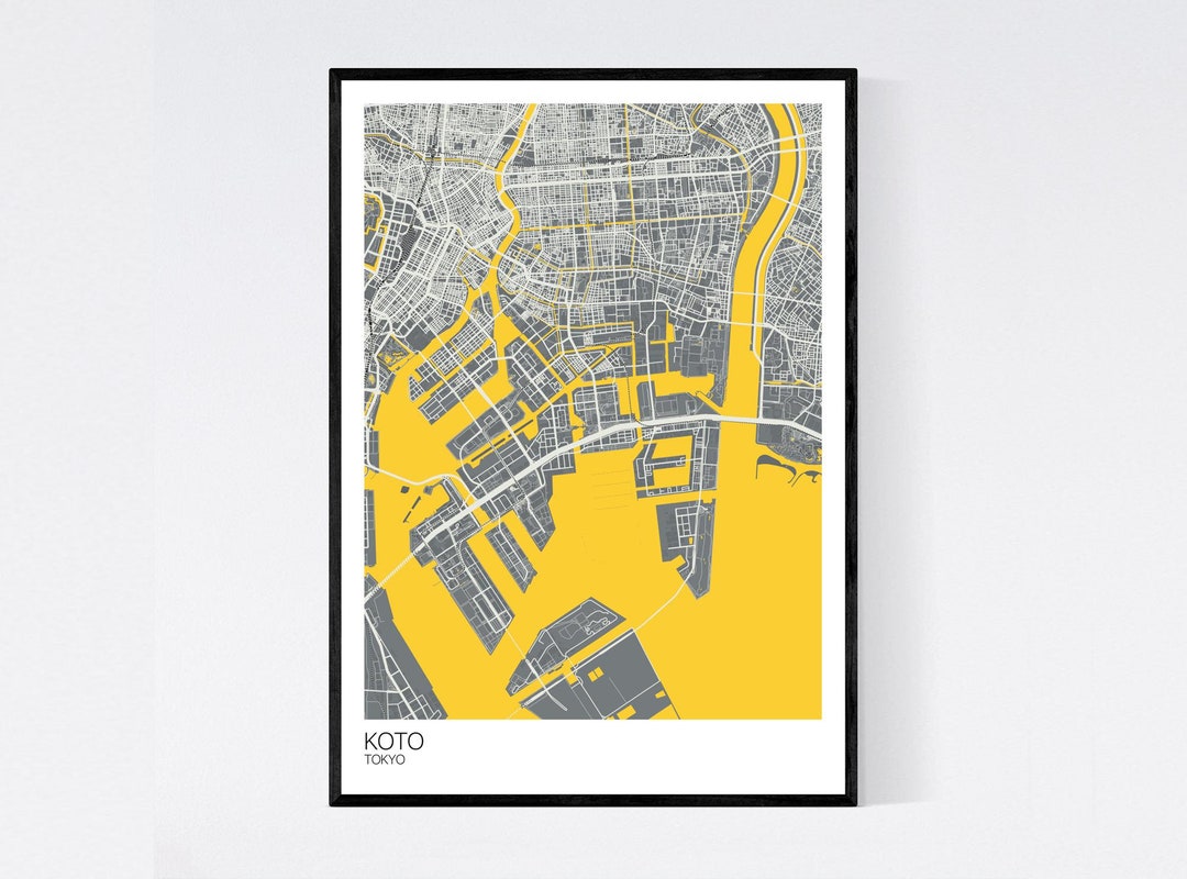 Koto, Tokyo Map Print Many Colours Fast Delivery Scandi // Vintage ...