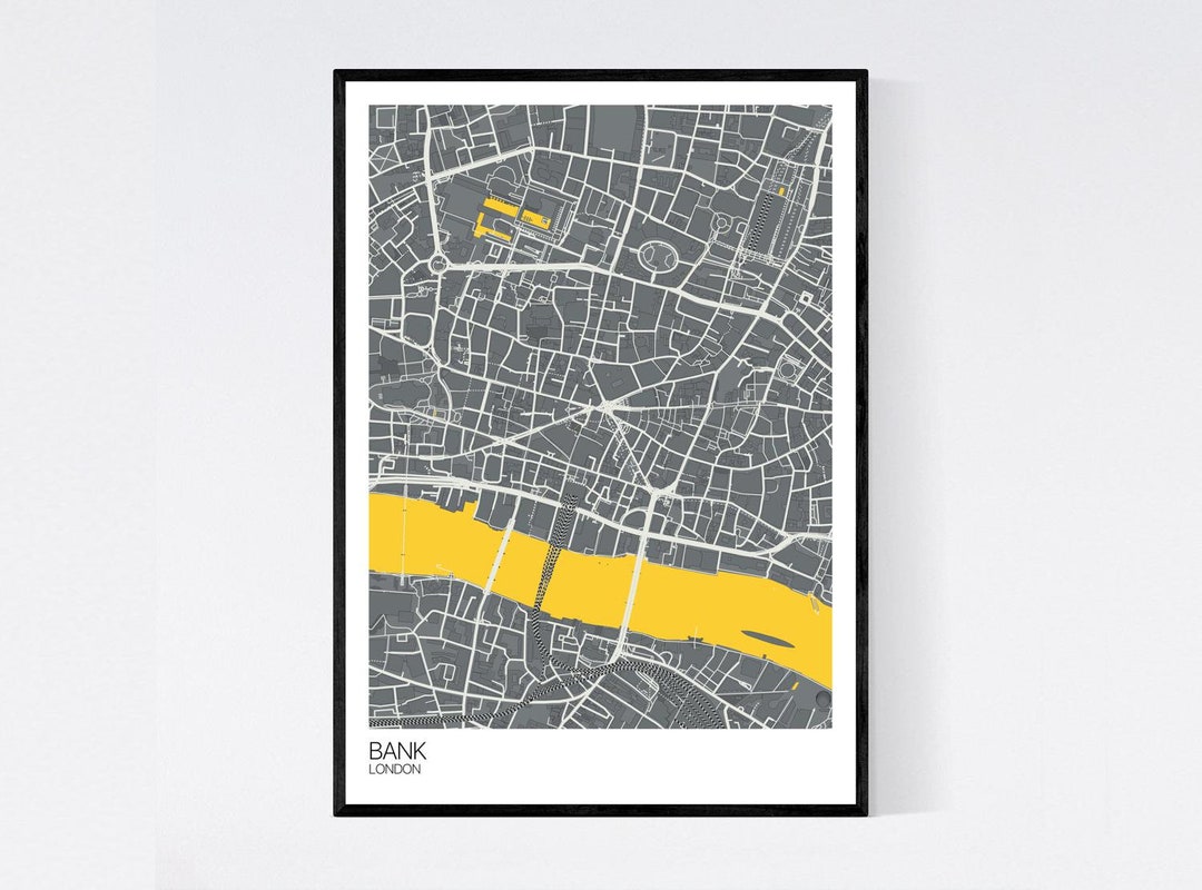 Bank, London Map Art Print Many Colours 350gsm Art Quality Paper Fast ...