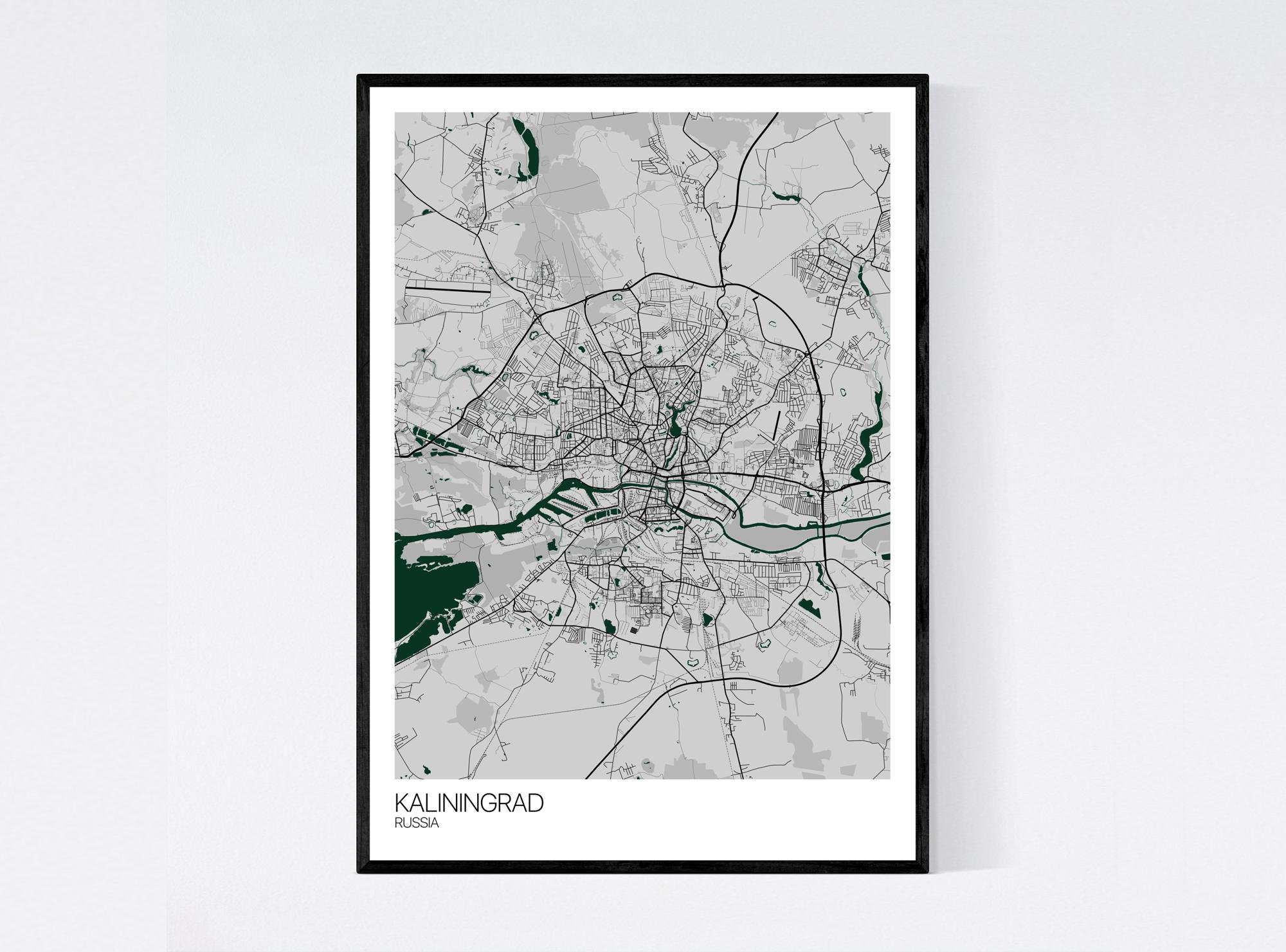 Kaliningrad Russia Map Art Print Many Styles 350gsm Art - Etsy UK