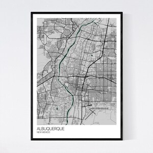 Albuquerque Map Print Many Colours Printed on Art Quality Paper Fast ...