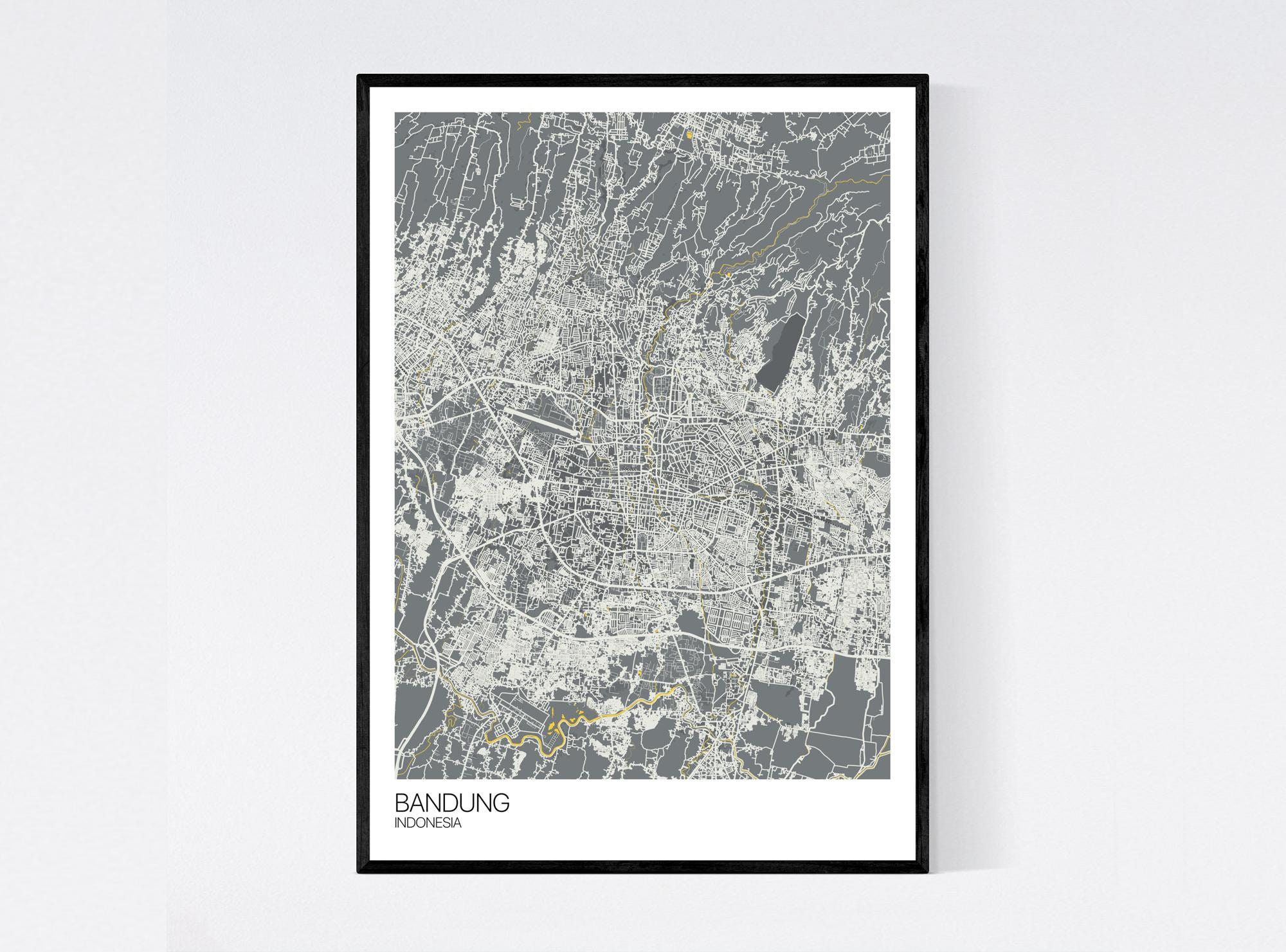 Bandung Indonesia Map Art Print Many Styles Art Quality | Etsy