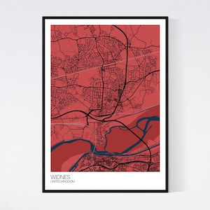 Widnes Town Map Art Print Many Styles 350gsm Art Quality Paper Fast ...