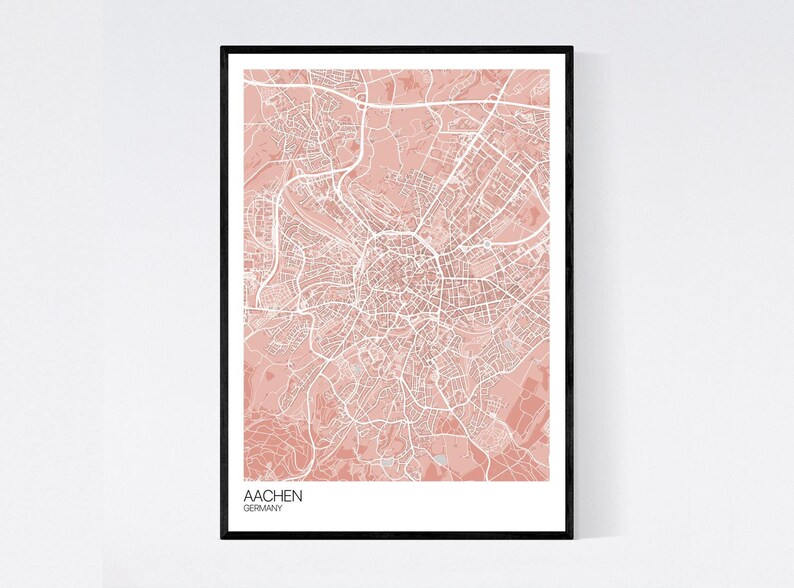 Aachen Germany City Map Print Many Colours Printed on Art - Etsy
