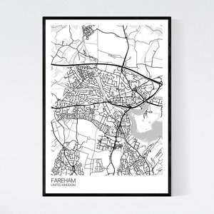 Fareham United Kingdom Map Print Many Colours Fast - Etsy