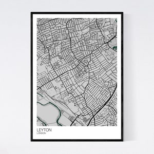 Leyton, England Map Art Print Many Styles 350gsm Art Quality Paper Fast ...