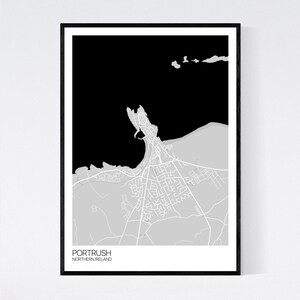 Portrush, Northern Ireland Map Art Print - Many Colours - 350gsm Art ...