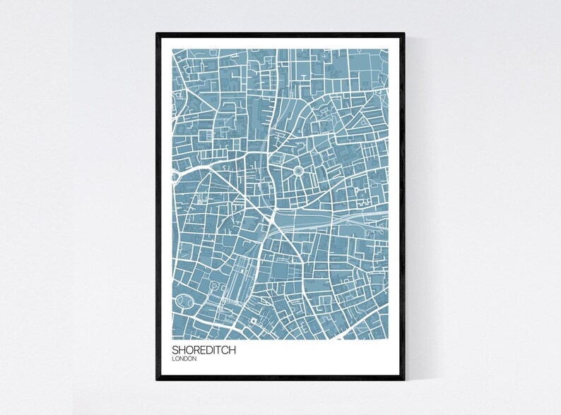 Shoreditch London Map Art Print Many Colours 350gsm Art | Etsy