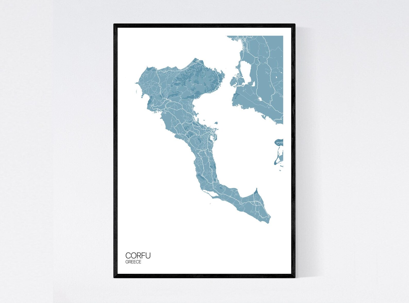Corfu Greece Map Art Print Many Styles 350gsm Art Quality | Etsy