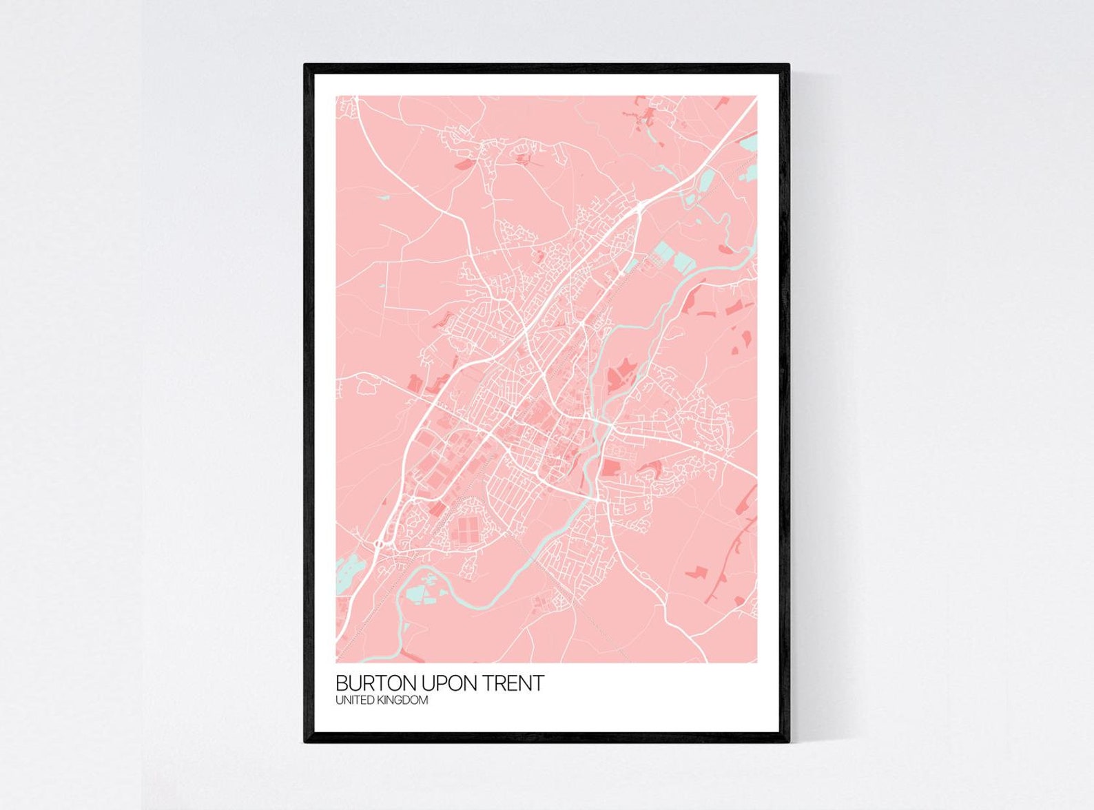 Burton Upon Trent UK Map Print Many Colours Fast Delivery - Etsy