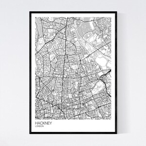 Hackney, London Map Art Print Many Colours 350gsm Art Quality Paper ...