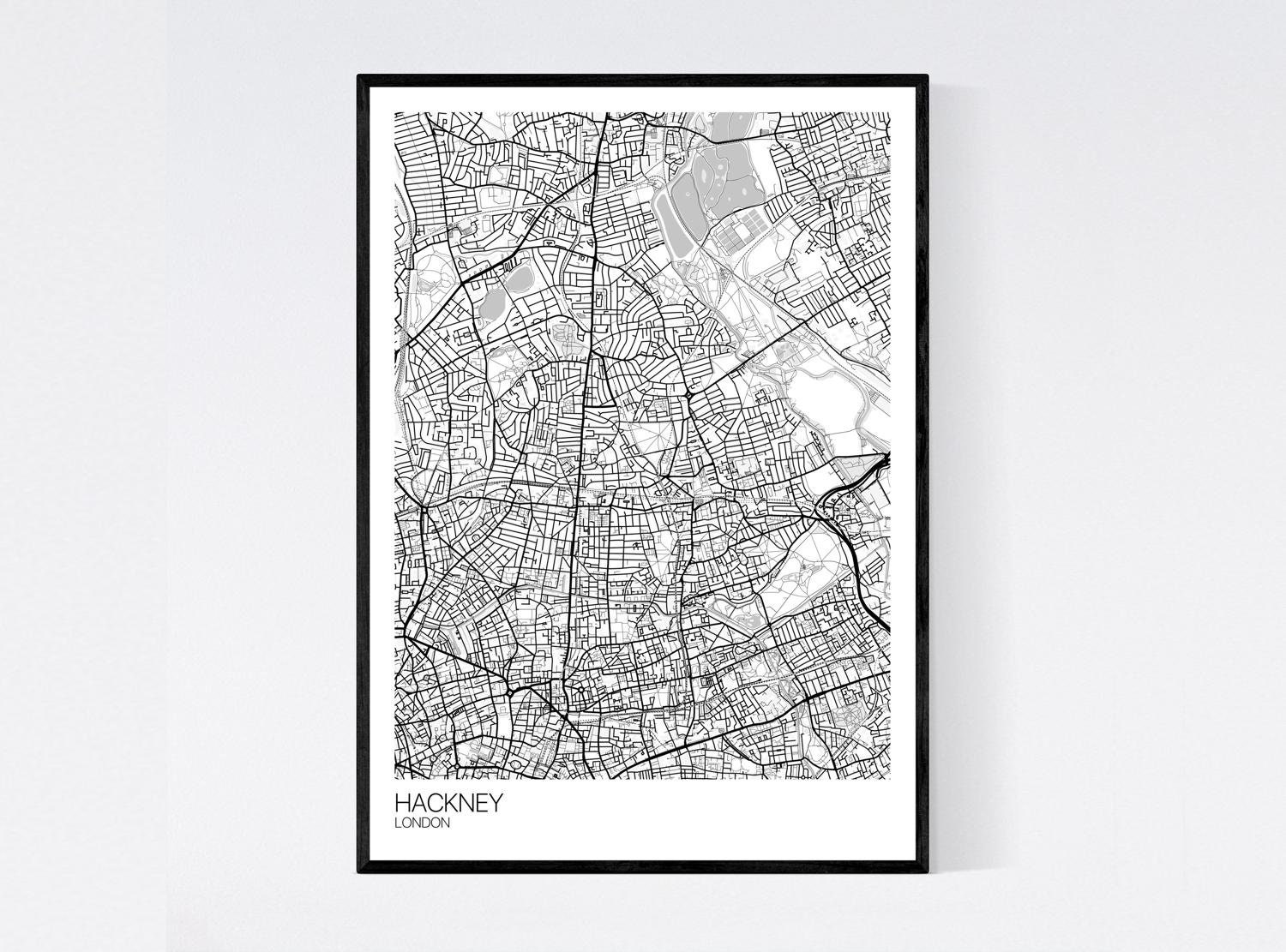 Hackney London Map Art Print Many Colours 350gsm Art | Etsy UK