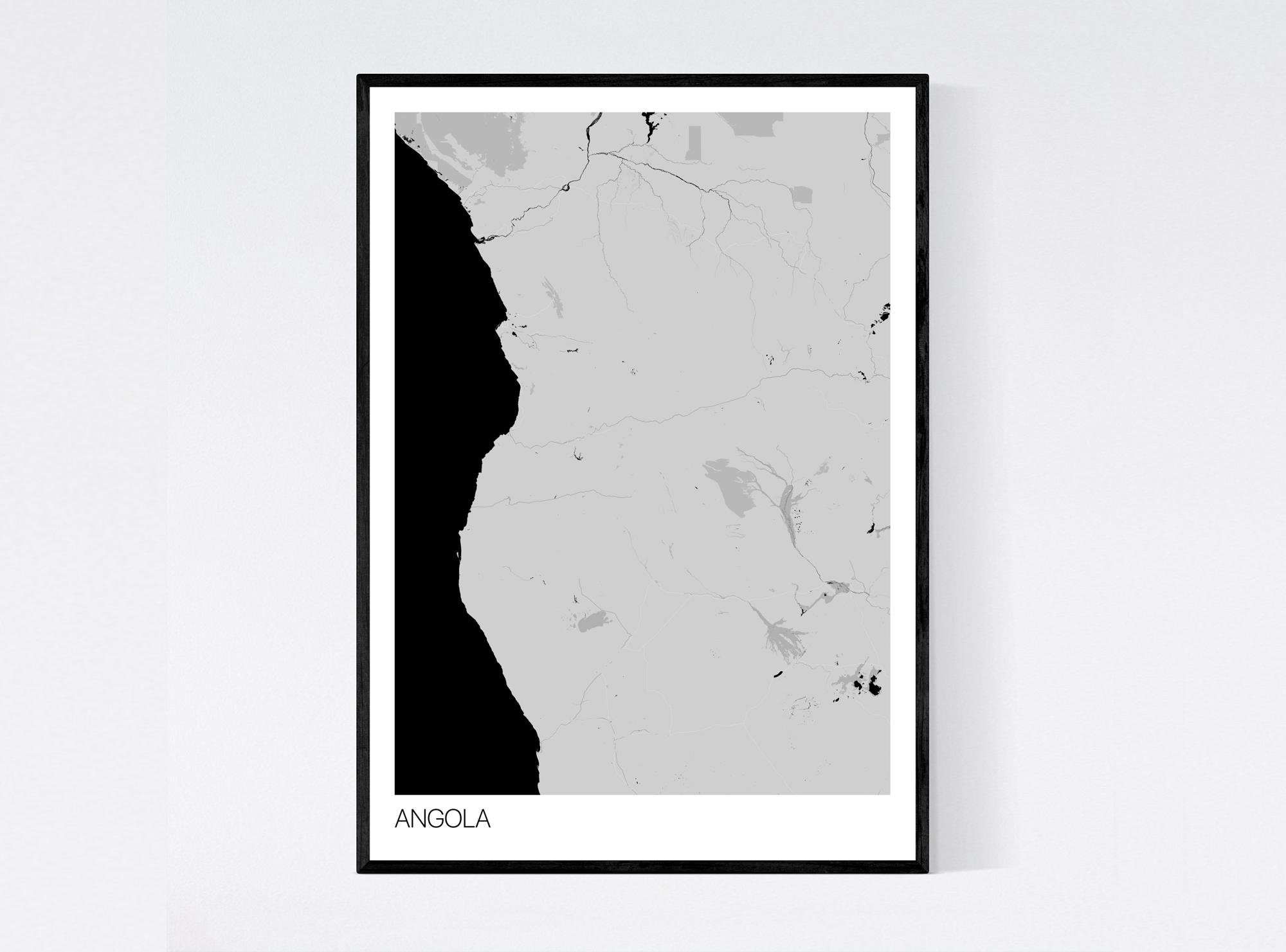 Angola Africa Map Art Print Many Styles Art Quality Paper | Etsy
