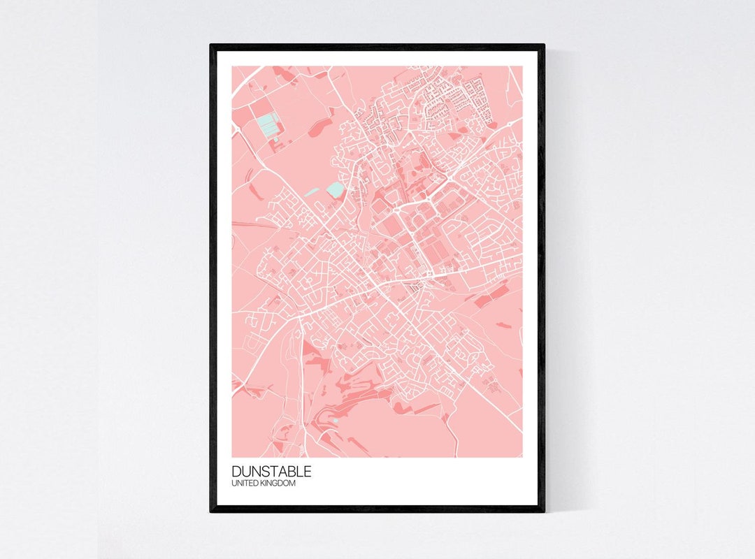 Dunstable, United Kingdom Map Print Many Colours Fast Delivery // Retro ...