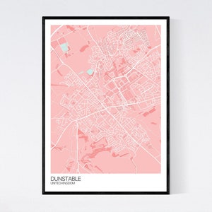 Dunstable, United Kingdom Map Print Many Colours Fast Delivery // Retro ...