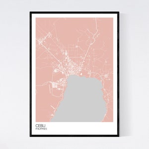 Cebu, Philippines Map Art Print Many Styles Art Quality Paper Fast ...