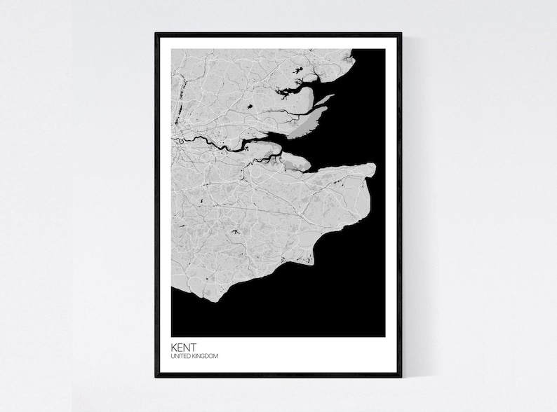 Kent England Map Art Print Many Styles 350gsm Art Quality | Etsy