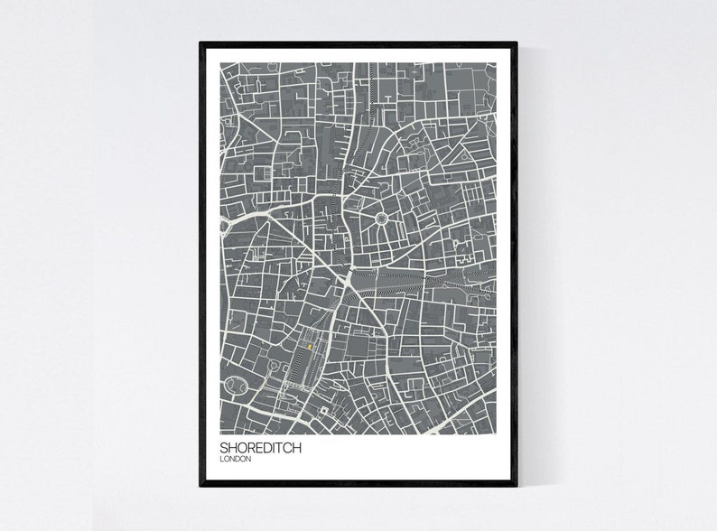 Shoreditch London Map Art Print Many Colours 350gsm Art | Etsy