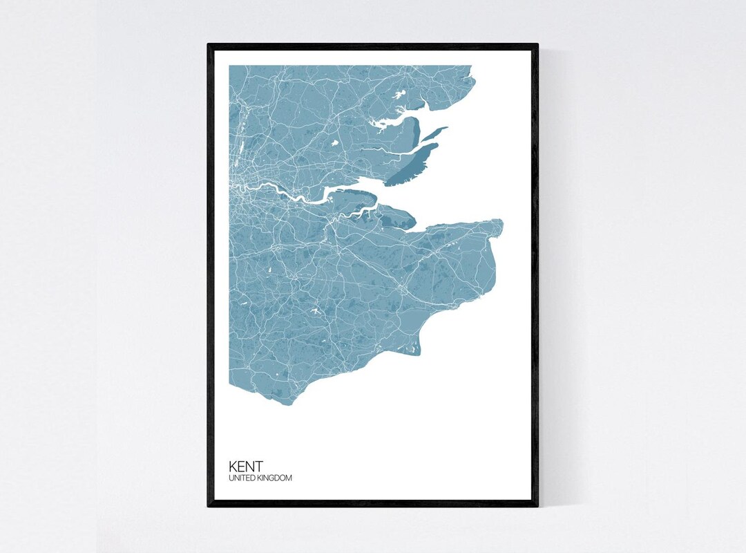 Kent, England Map Art Print - Many Styles - 350gsm Art Quality Paper ...