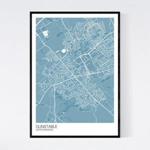 Dunstable, United Kingdom Map Print Many Colours Fast Delivery // Retro ...