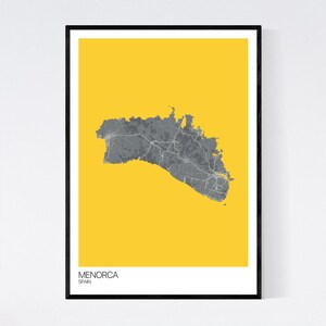 Menorca, Spain Island Map Art Print Many Colours 350gsm Art Quality ...