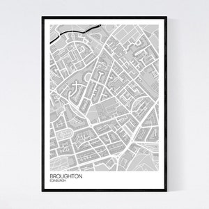 Broughton, Edinburgh City Map Art Print Many Colours 350gsm Art Quality ...