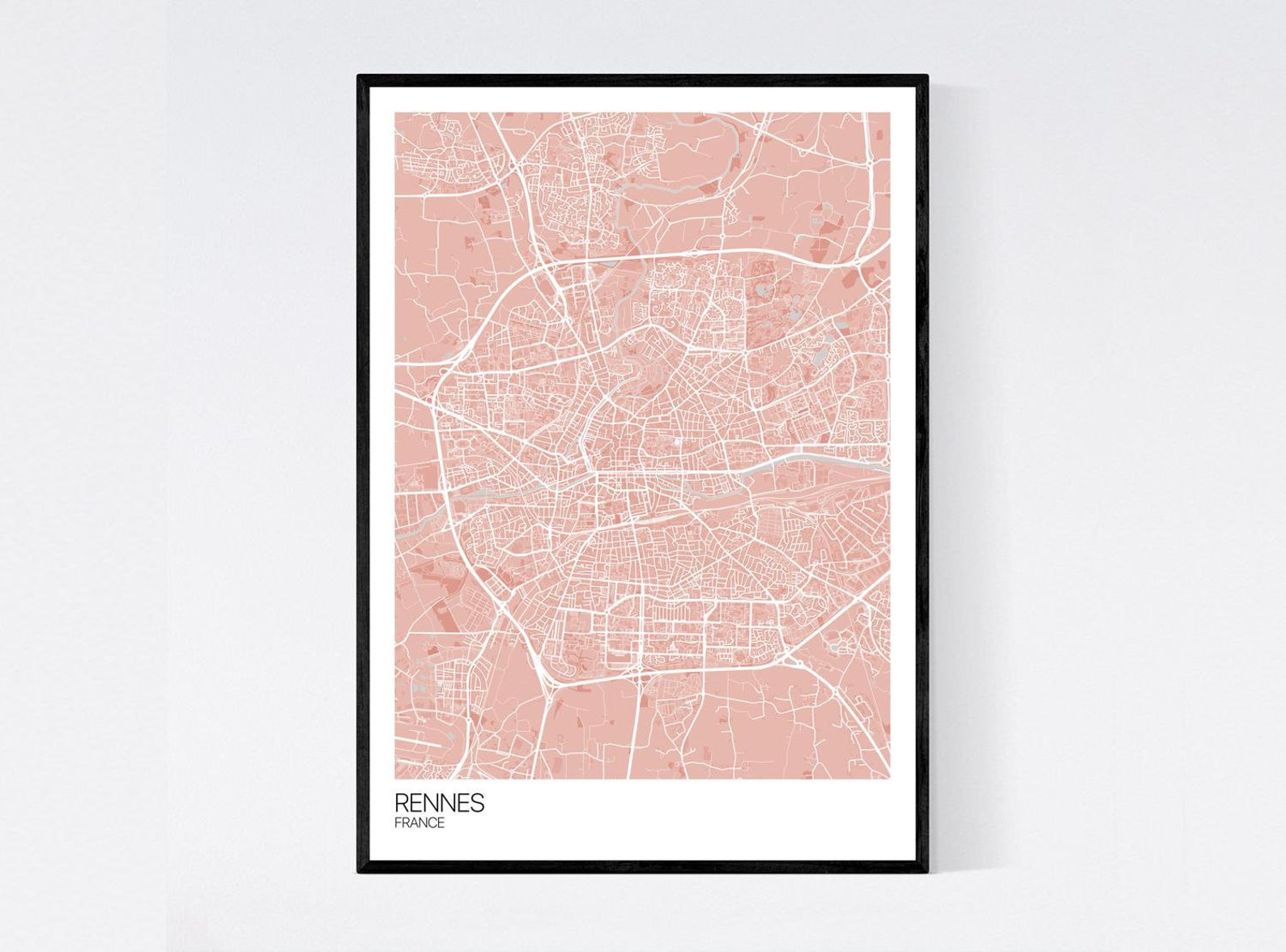 Rennes France Map Art Print Many Colours 350gsm Art - Etsy