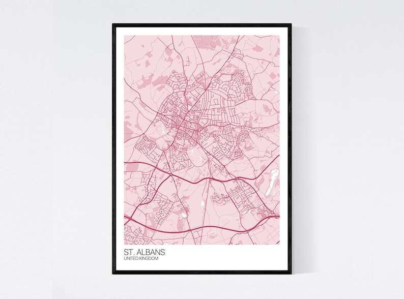 St. Albans United Kingdom City Map Art Print Many Colours - Etsy UK