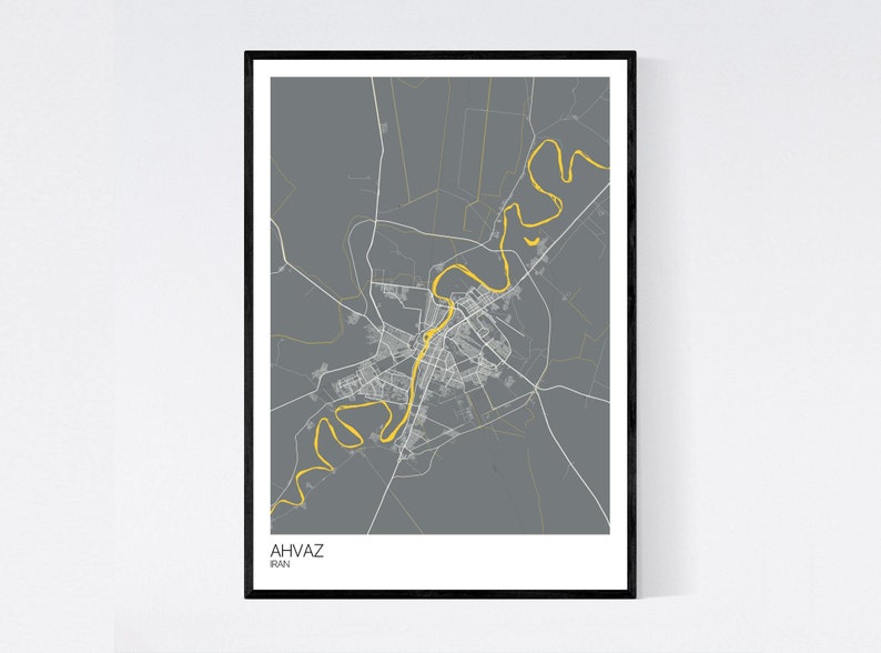 Ahvaz Iran Map Art Print Many Styles Art Quality Paper - Etsy