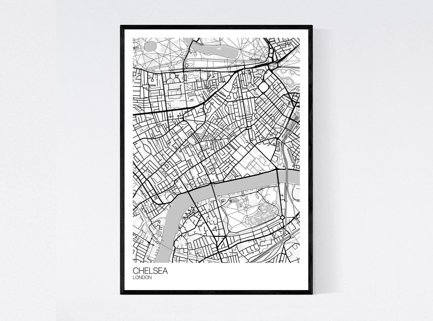 Chelsea London Map Art Print Many Colours 350gsm Art | Etsy