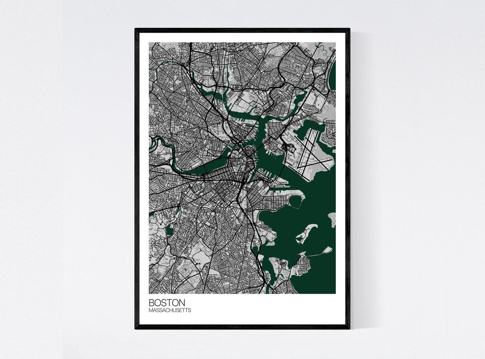 Boston Massachusetts Map Print Many Colours Printed on - Etsy