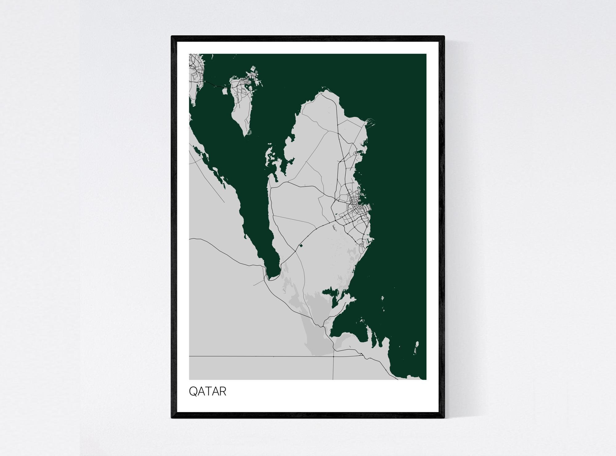 Qatar Map Art Print Many Styles Art Quality Paper Fast | Etsy