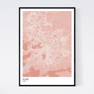 Pune, India Map Art Print Many Styles Art Quality Paper Fast Delivery ...