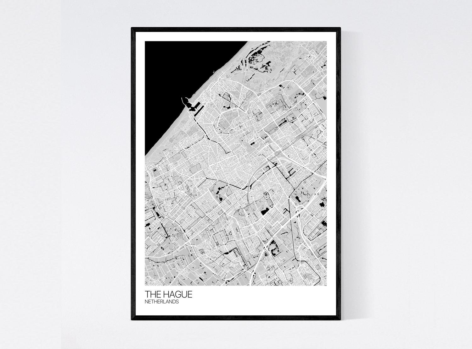 The Hague Netherlands Map Art Print Many Colours 350gsm | Etsy