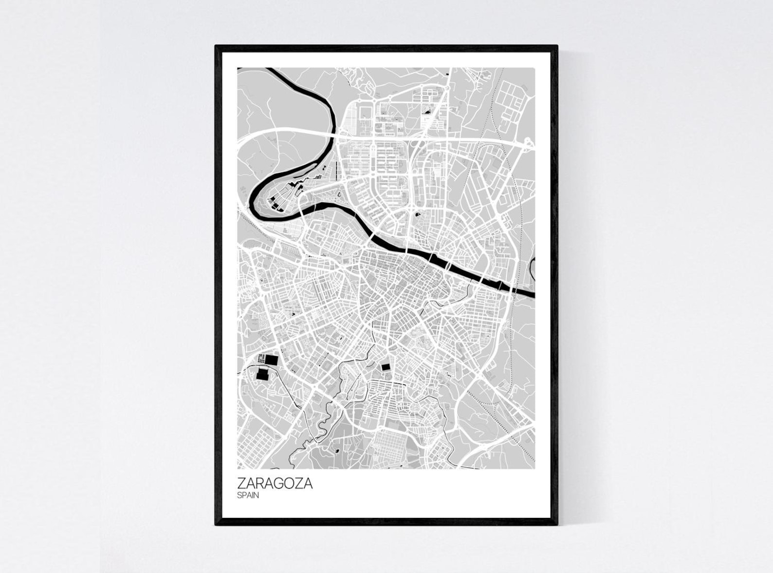 Zaragoza Spain Map Art Print Many Colours Art Quality | Etsy