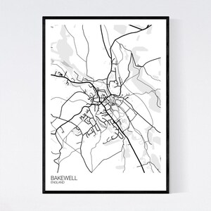 Bakewell, England Map Art Print Many Styles 350gsm Art Quality Paper ...