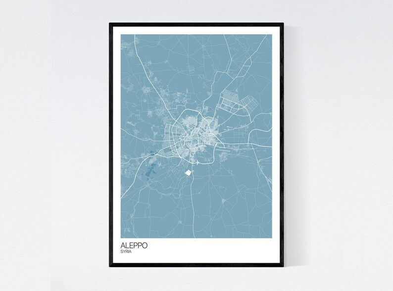 Aleppo Syria Map Art Print Many Styles Art Quality Paper | Etsy