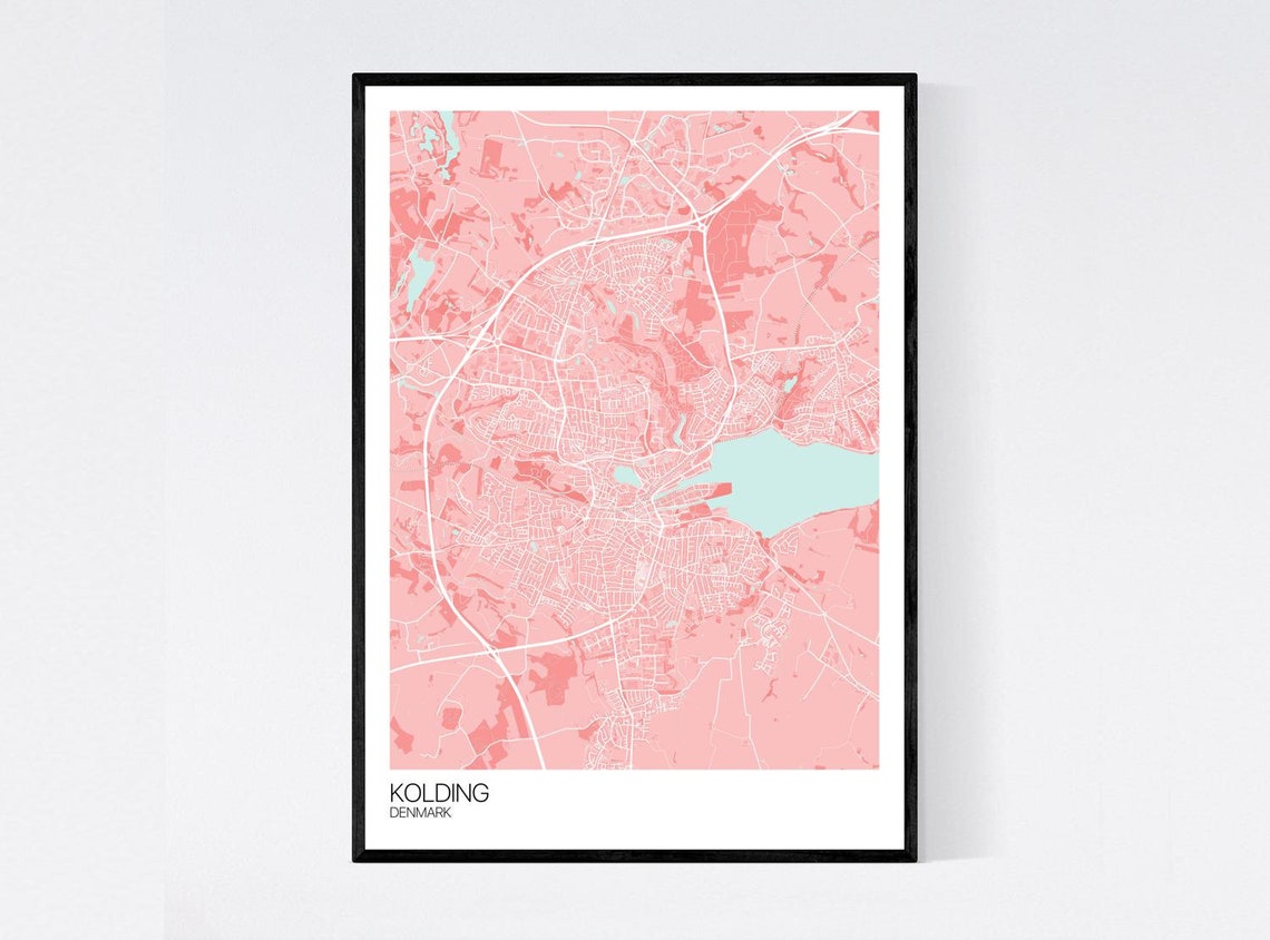 Kolding Denmark City Map Art Print Many Colours 350gsm | Etsy