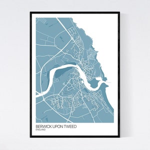 Berwick Upon Tweed, England Map Art Print Many Styles 350gsm Art ...