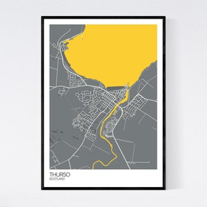Thurso, Scotland Map Art Print Many Styles 350gsm Art Quality Paper ...