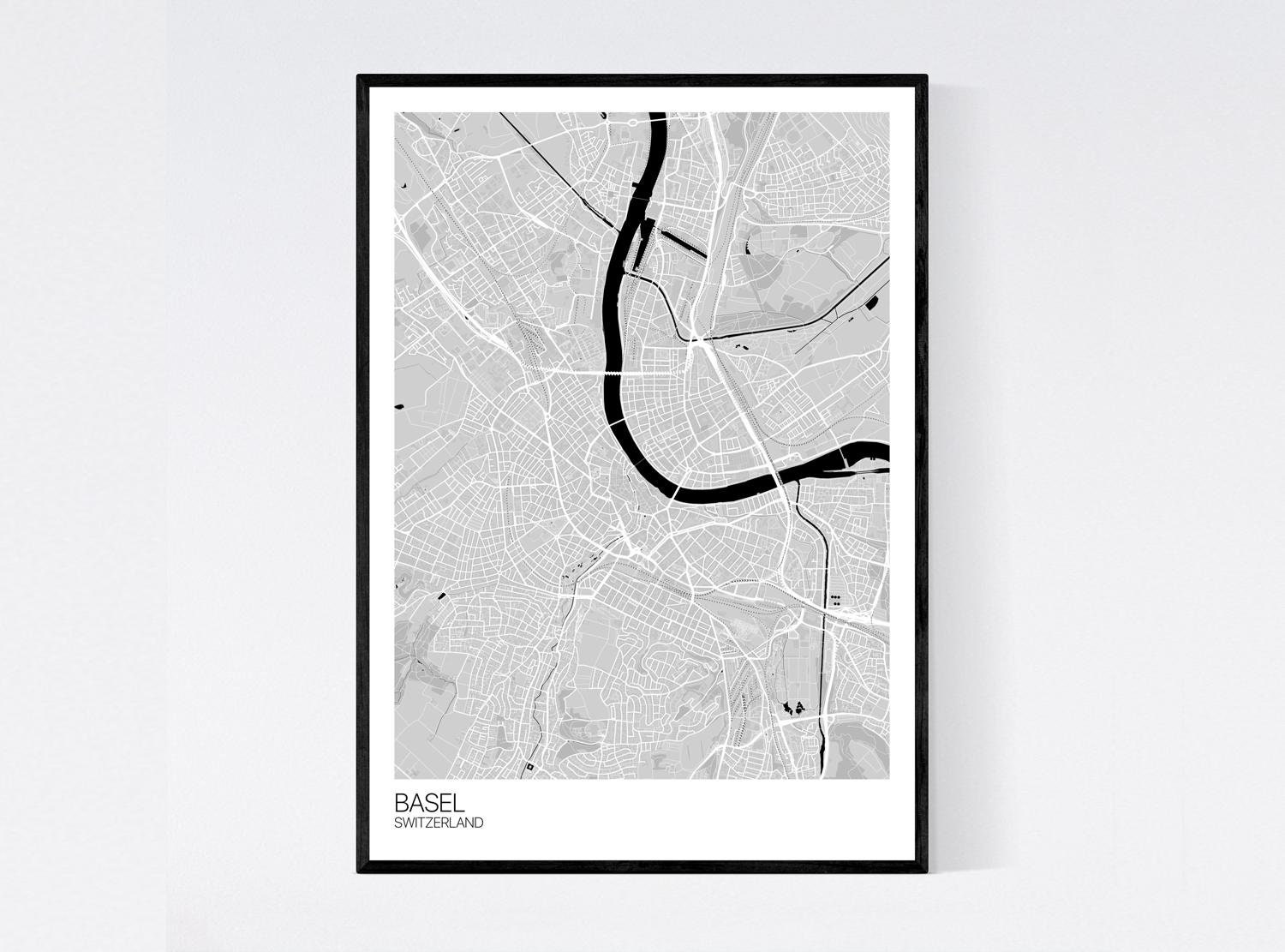 Basel Switzerland Map Art Print Many Colours 350gsm Art | Etsy