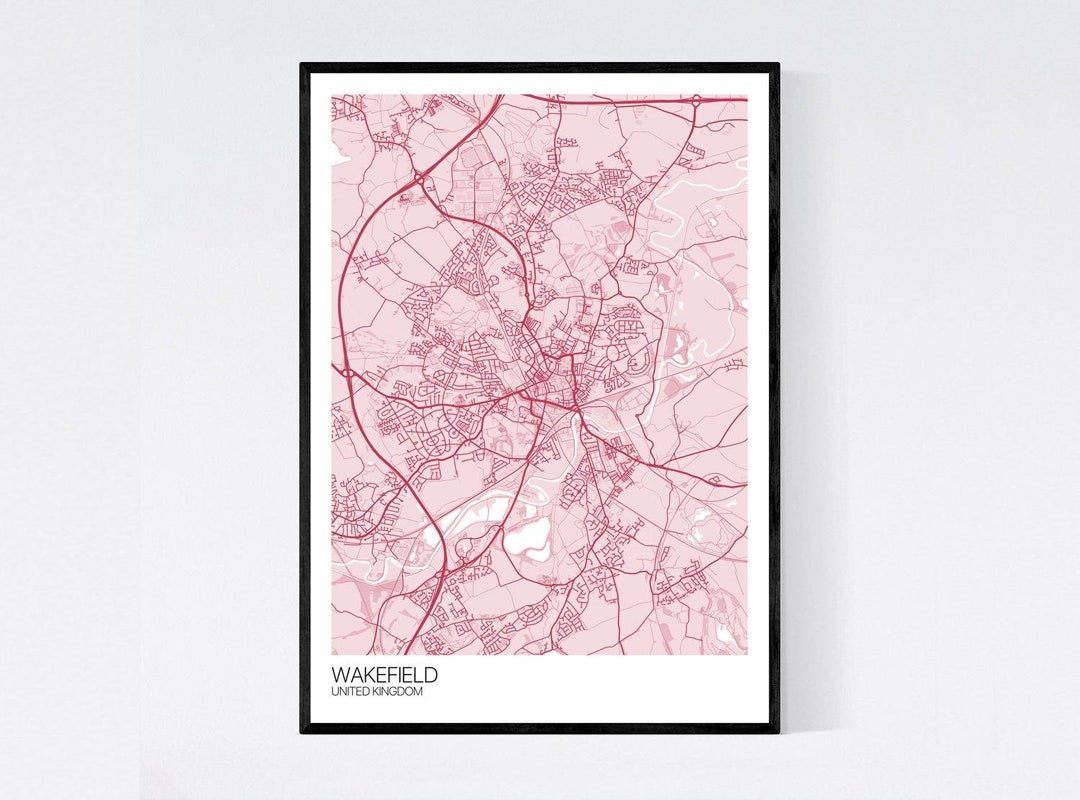 Wakefield, United Kingdom City Map Art Print Many Colours 350gsm Art ...