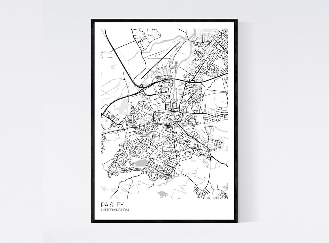 Paisley Scotland City Map Art Print Many Styles 350gsm | Etsy