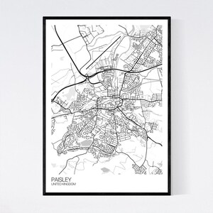 Paisley, Scotland City Map Art Print Many Styles 350gsm Art Quality ...