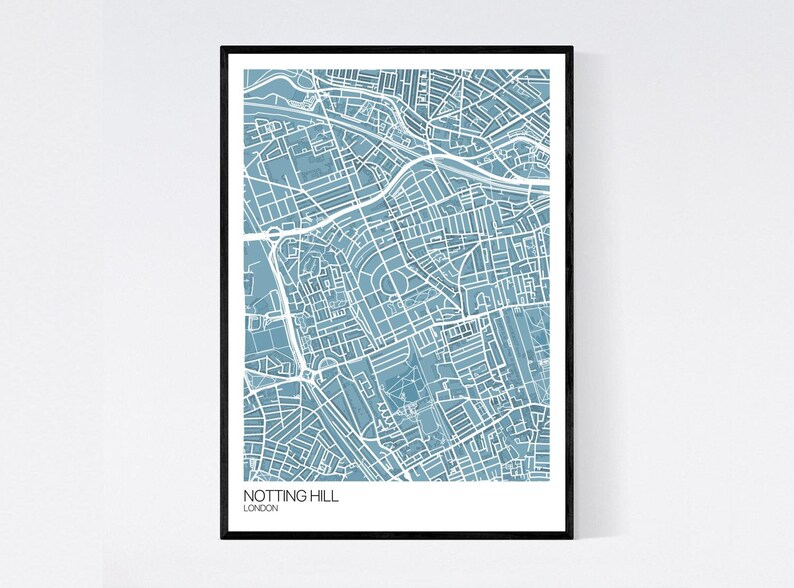 Notting Hill London Map Art Print Many Colours 350gsm Art - Etsy