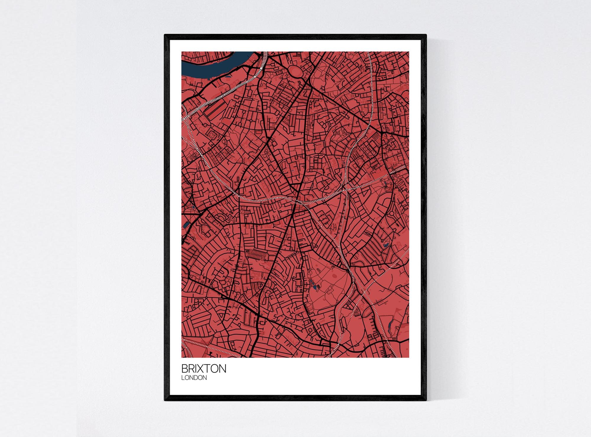 Brixton London Map Art Print Many Styles 350gsm Art | Etsy