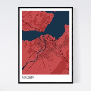 Inverness, Scotland City Map Art Print Many Styles 350gsm Art Quality ...