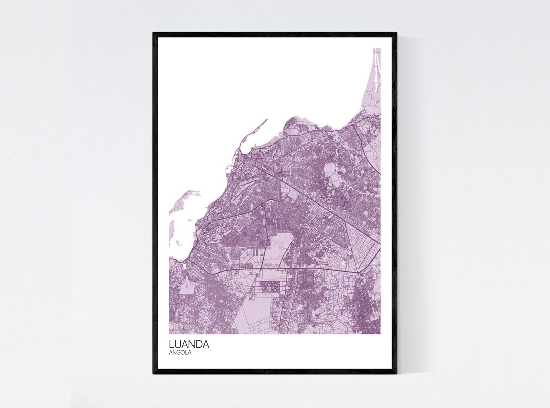 Luanda, Angola Map Art Print - Many Styles - Art Quality Paper - Fast ...