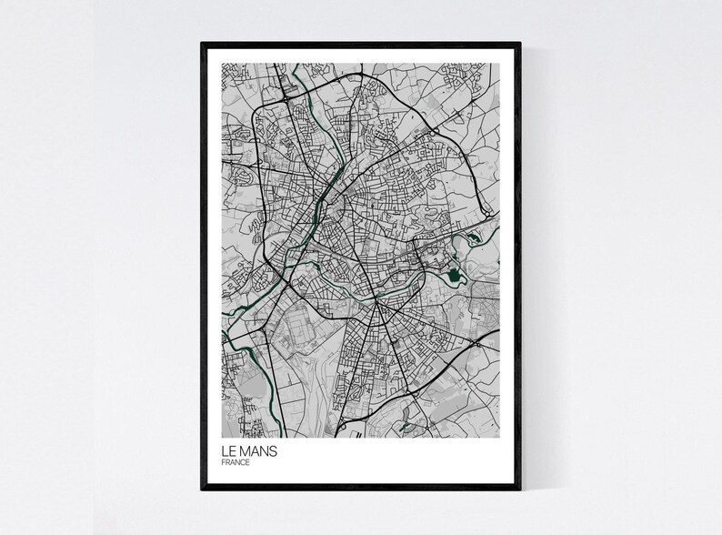 Le Mans France Map Art Print Many Colours 350gsm Art - Etsy UK